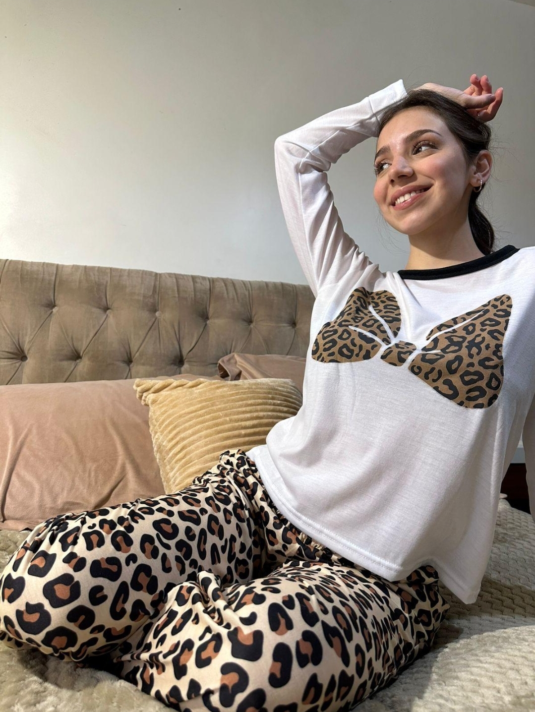 Pijama Largo Moño animal print – Pijamas Ave Fenix